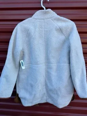 Old Navy | Jackets & Coats | Old Navy White Sherpa Jacket With Brown ...
